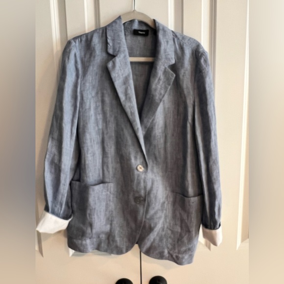 Theory | Jackets & Coats | Theory Chambray Drape Hemp Blazer | Poshmark